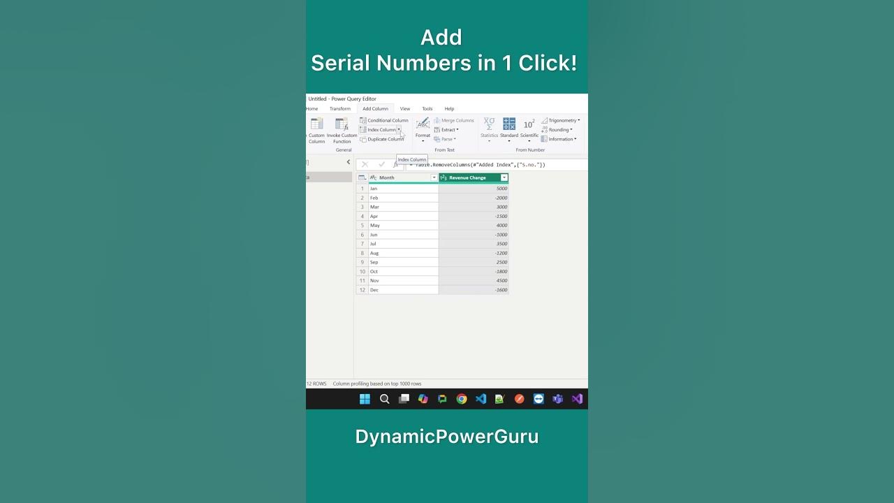 Power BI Tips: Add Serial Number Using Power Query - YouTube