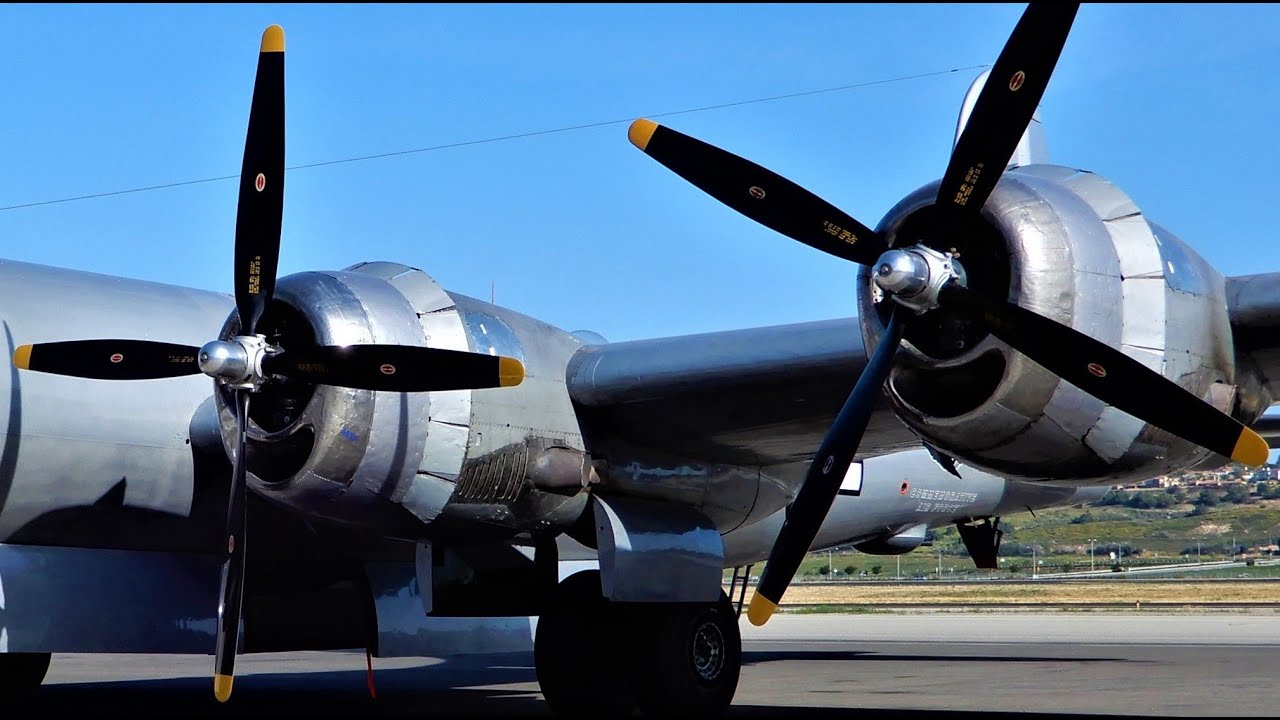 B-29 SuperFortress Engine Start - Maintenance Check, Flight & Landing ...
