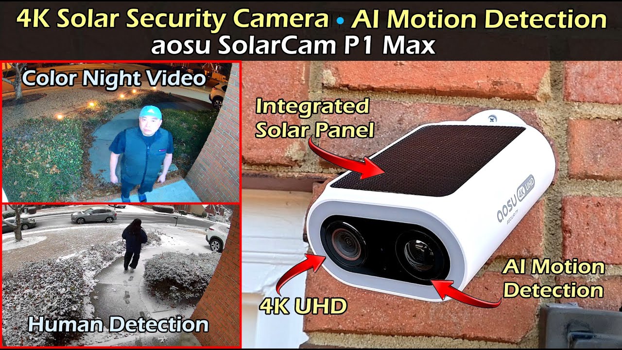 4K UHD Solar Security Camera with AI Motion Detection | aosu SolarCam ...