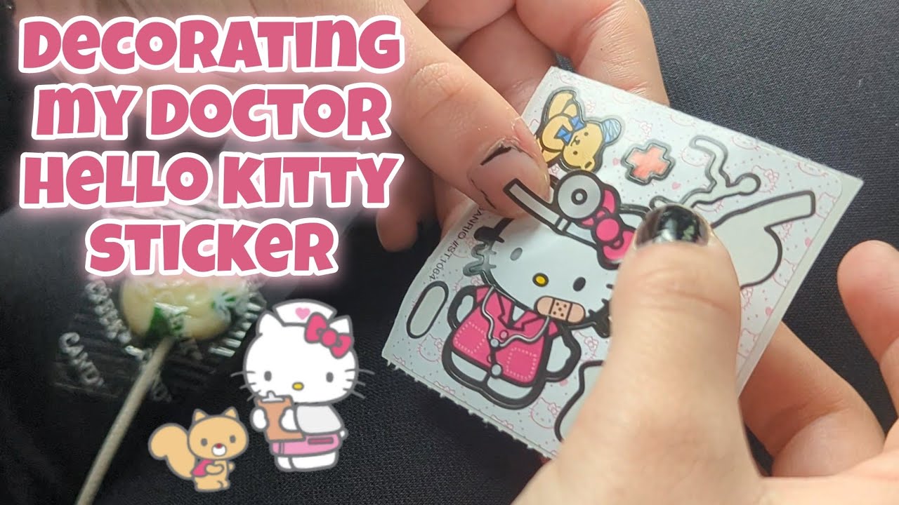 Lofi ASMR - Decorating My Doctor Hello Kitty Sticker (Sticky Sounds and ...