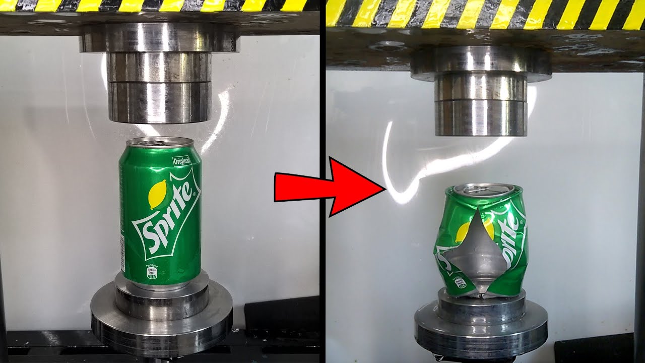 Crushing Sprite soft drink with hydraulic press - YouTube