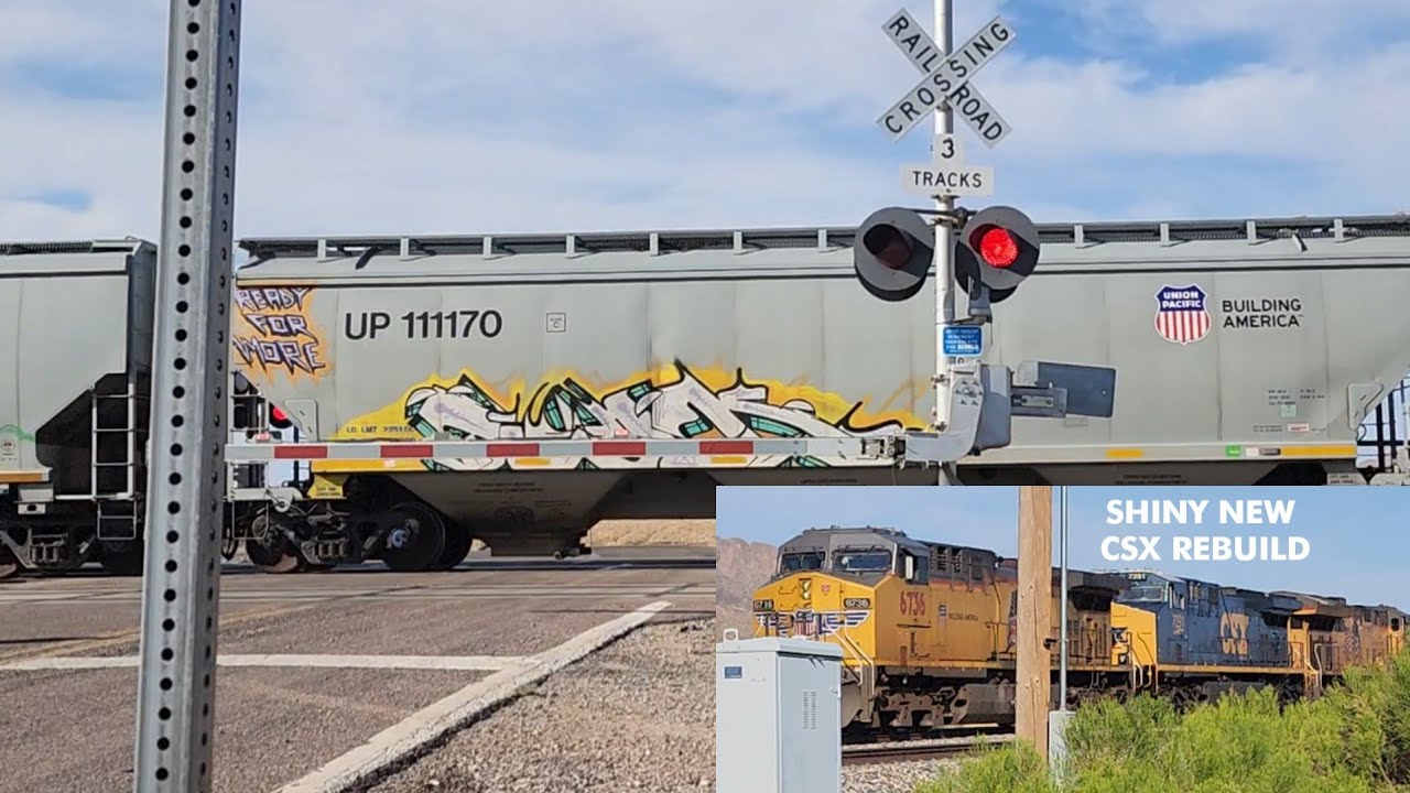 UP 6736 Grain Train With CSX YN3C Rebuild WB, Picacho Blvd Railroad ...