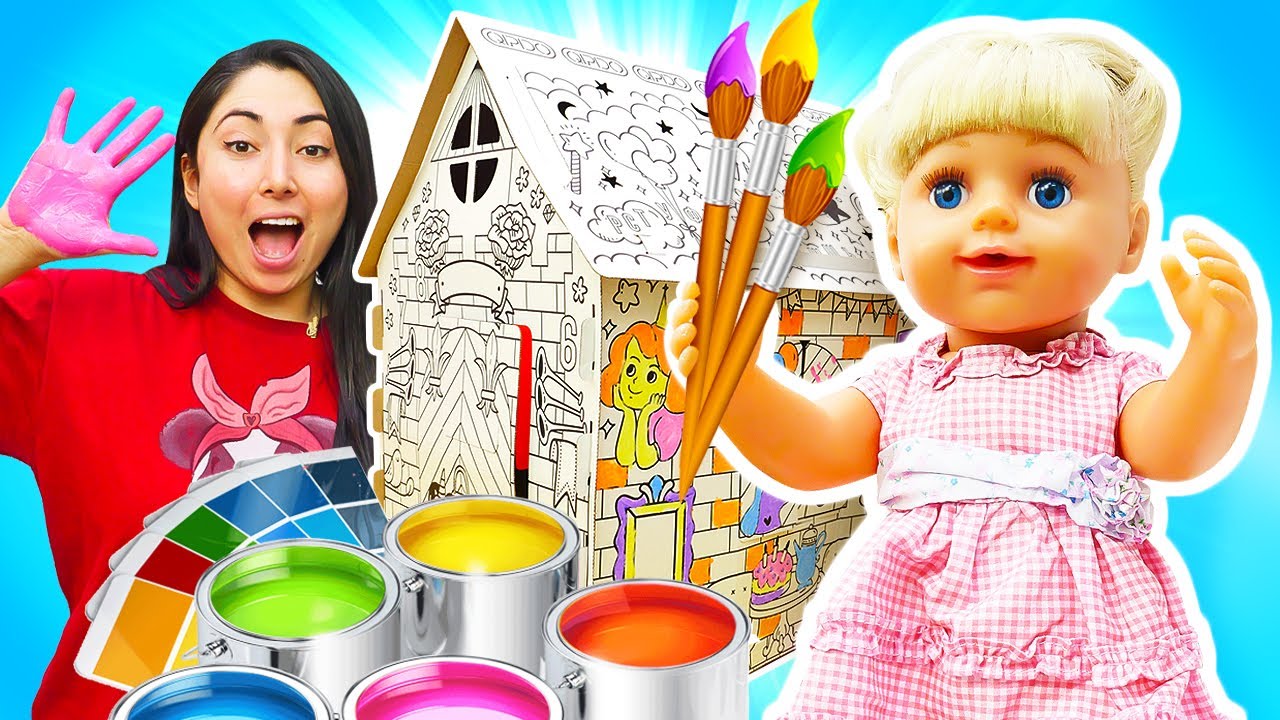 ¡Bebé Amelia y Leo pintan la casa con sus propias manos! Como mamá ...