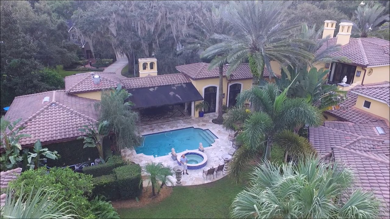 Drone over the pool - YouTube
