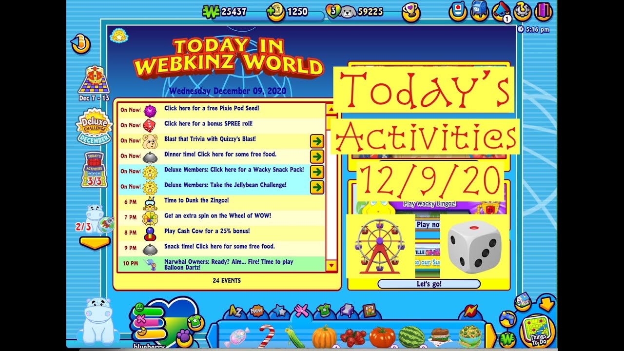 Today's Activities 12/9/20 | Webkinz - YouTube