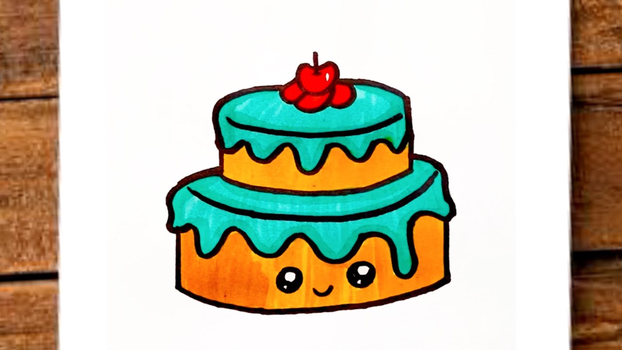 How To Draw A Simple Cute Cake Drawing | Easy Cake Drawing | Step By ...