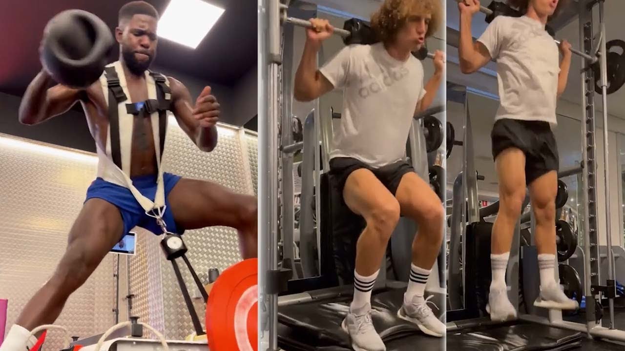 Pro Footballers Epic Muscle Workouts! 💪🏼 David Luiz, Aubameyang, Adama ...