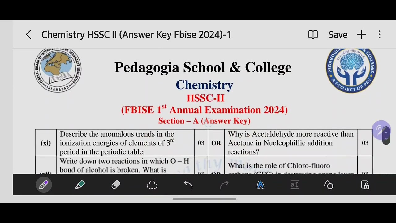 solved subjective paper of 2nd year chemistry paper FBISE 2024 - YouTube