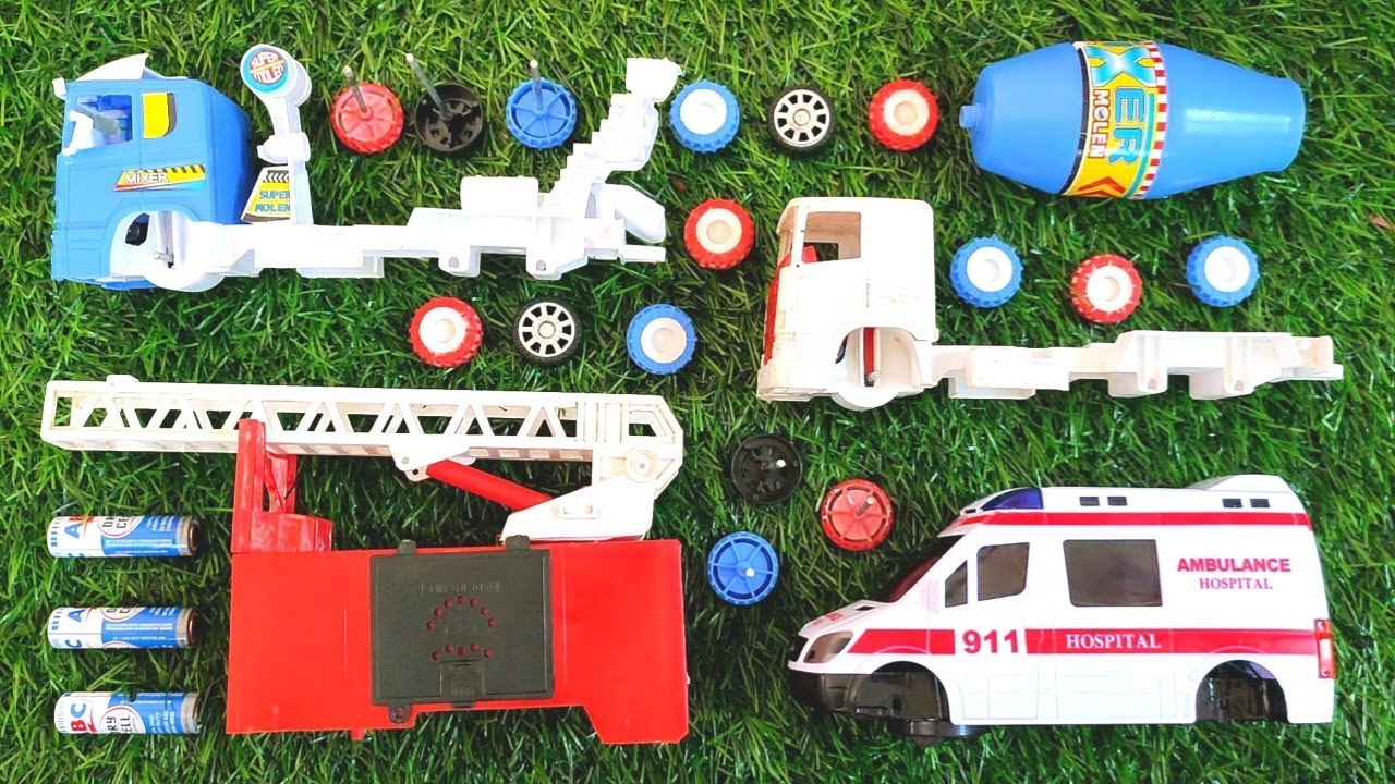 Mencari & Merakit Mainan Mobil Mobilan Rusak ! Mobil Ambulance, Truk ...