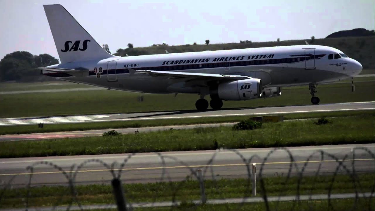 SAS A319 RETRO LIVERY Takeoff at CPH - YouTube
