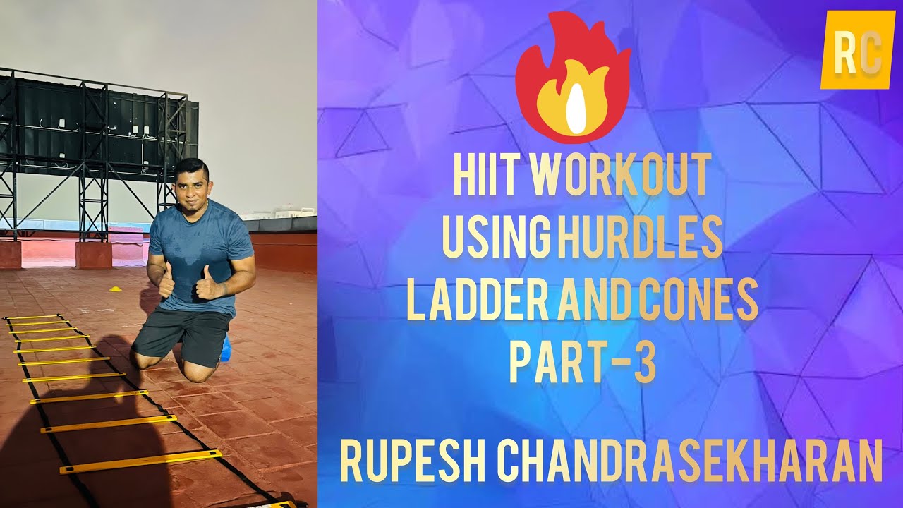 HIIT workout part 3 using Hurdles, Gym ladder and cone. Easy to do # ...
