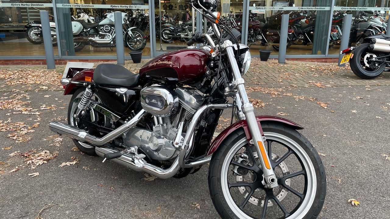 Harley-Davidson XL 883 L Superlow 14 (Maroon/black) walkaround with ...