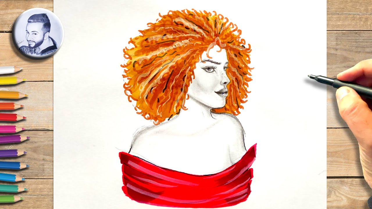 Comment dessiner des cheveux bouclés facile - YouTube
