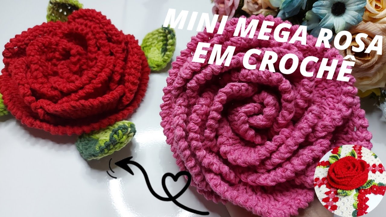 🪷🍃MINI MEGA ROSA EM CROCHÊ LINDA-PAP CROCHET Tutorial Passo a passo por ...