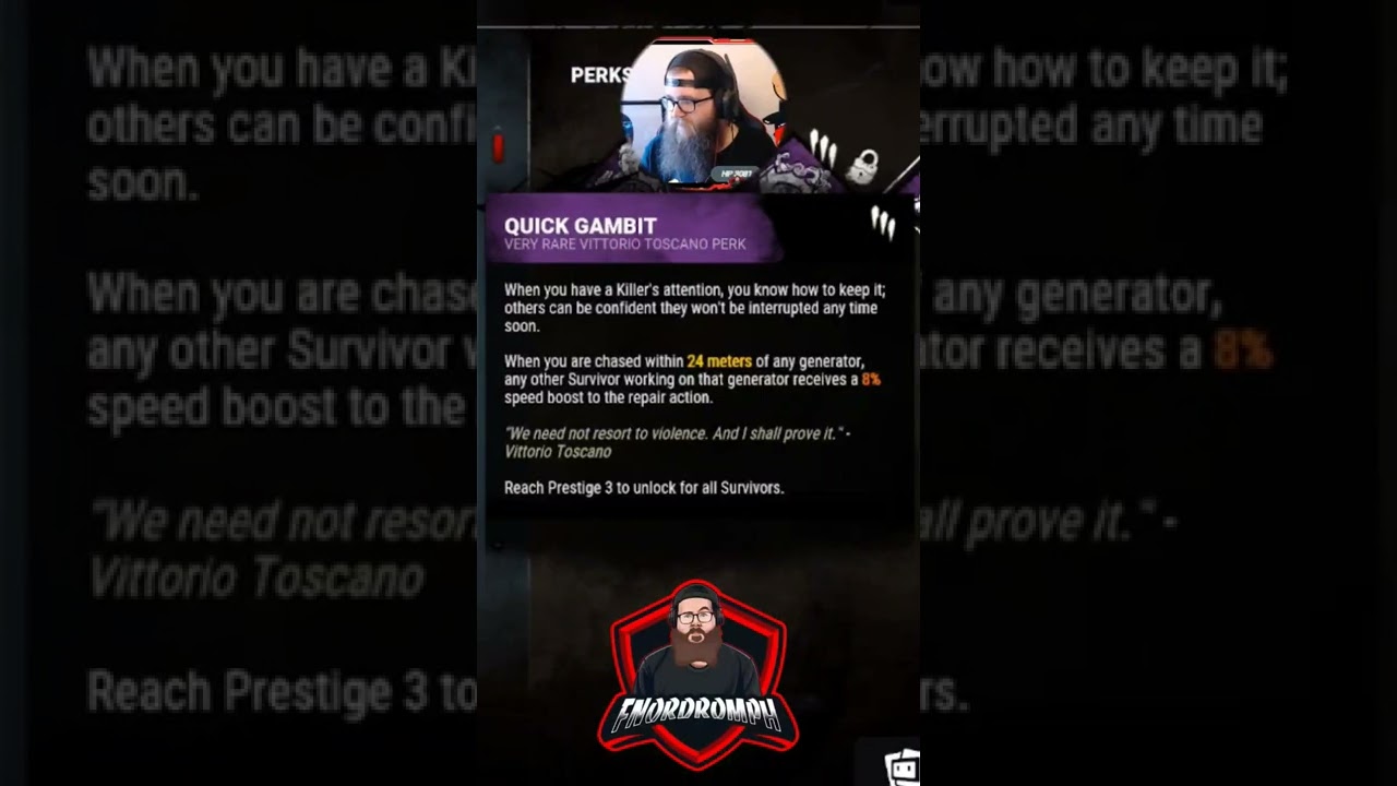 QUICK GAMBIT - new DBD survivor perk for Vittorio Toscano! Nerf? Buff ...