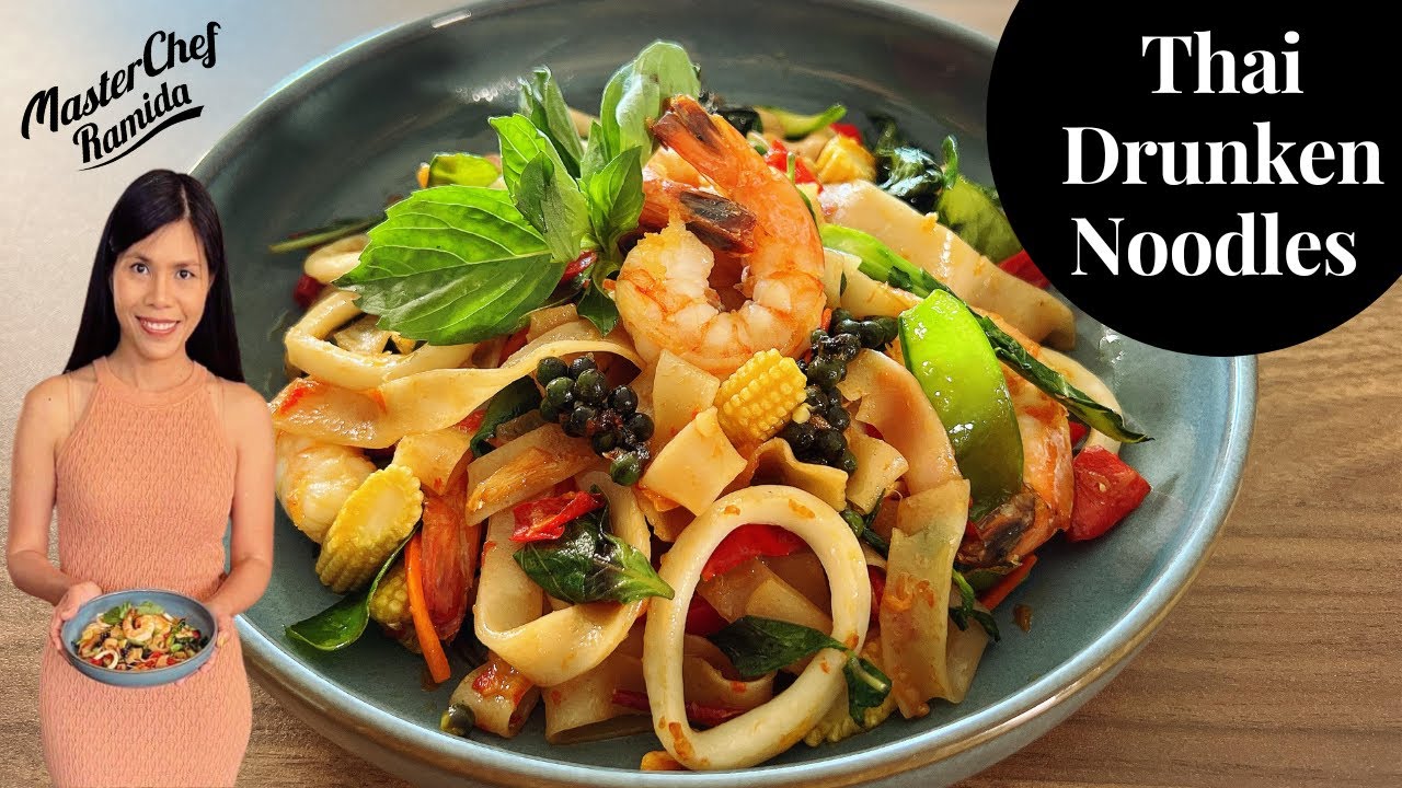 The BEST Thai Drunken Noodles /Pad Kee Mao Recipe/Authentic Noodle Stir ...