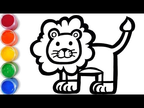 Loin Drawing painting for kids| easy lion rainbow colors # ...