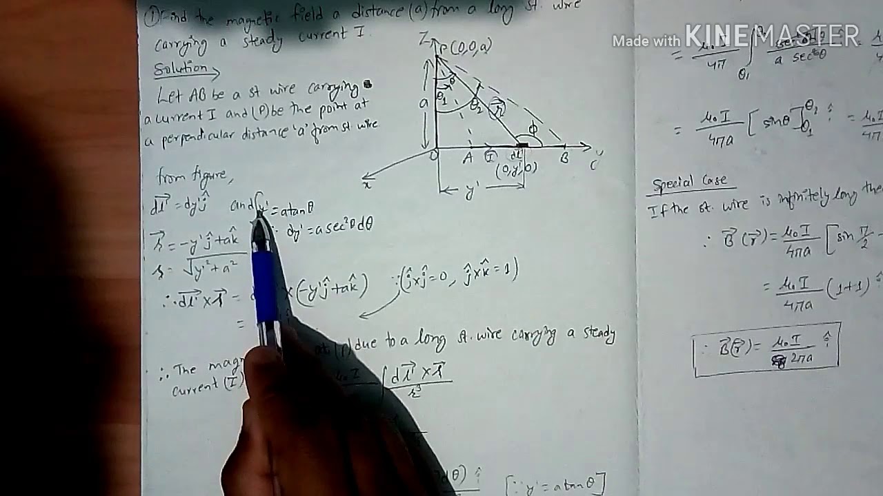 Find the magnetic field a distance) from a long straight wire carrying ...