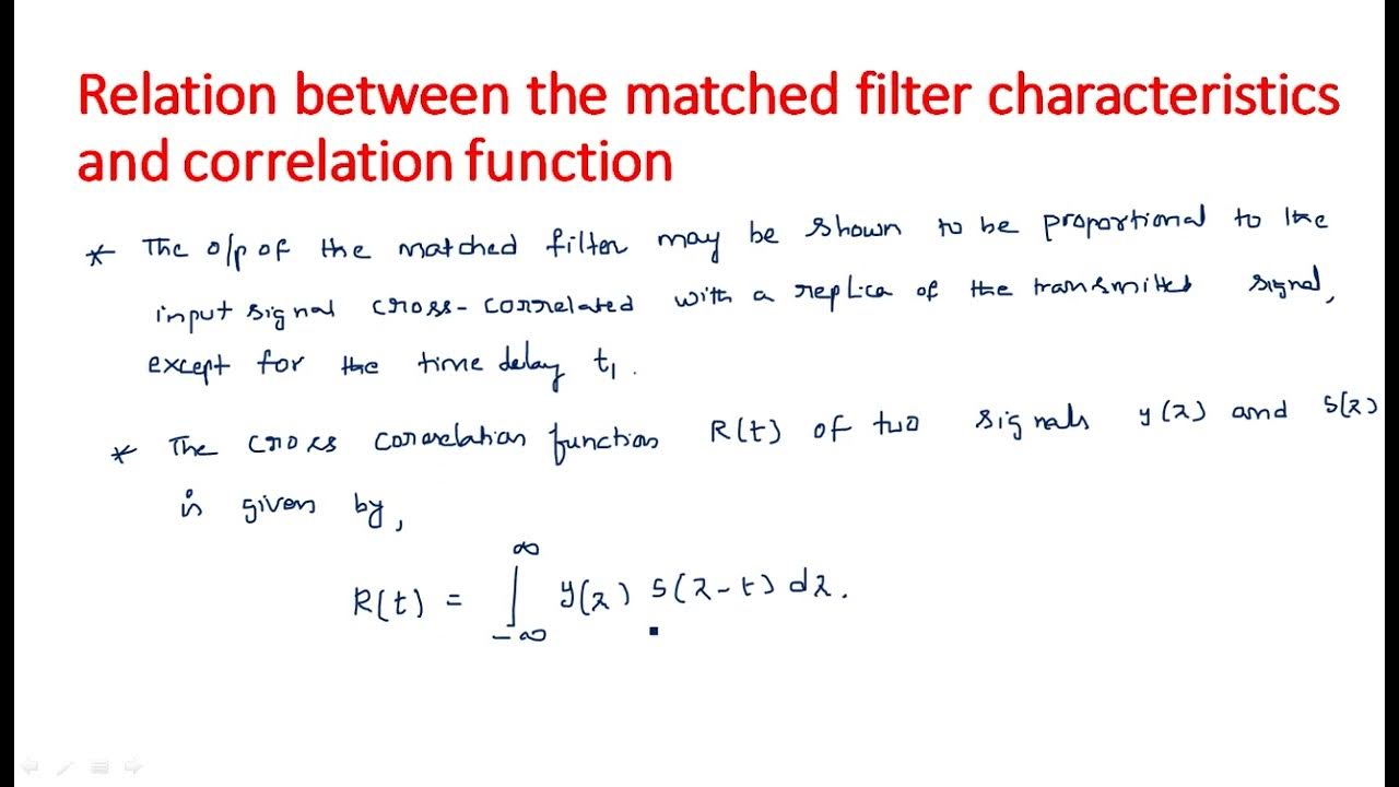 Matched filter | Characteristics and correlation | Relation | Radar Systems | Lec-56 - YouTube