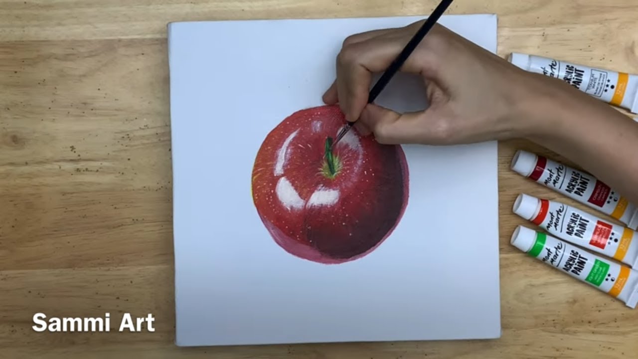 Daily challenge #12/Apple/Acrylic Painting/ EasyPainting - YouTube