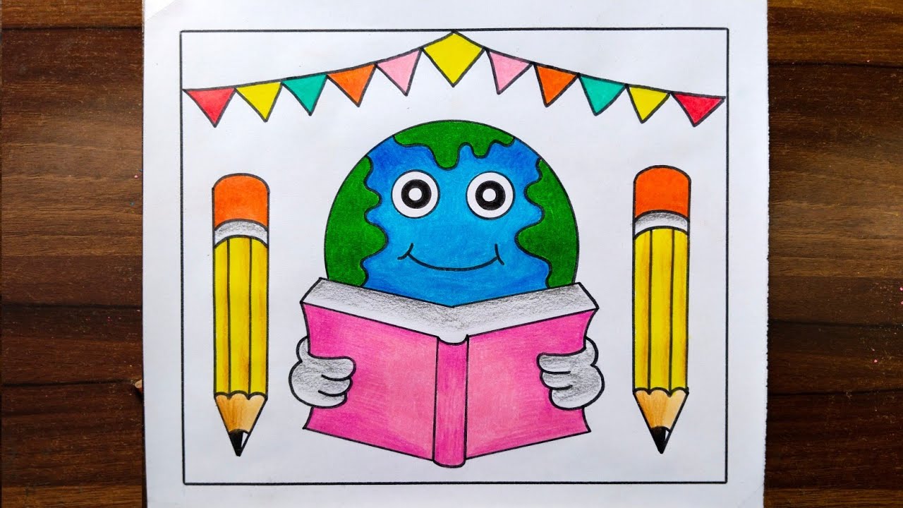 Book Day Drawing Easy / World Book Day Poster Drawing / Reading Day ...