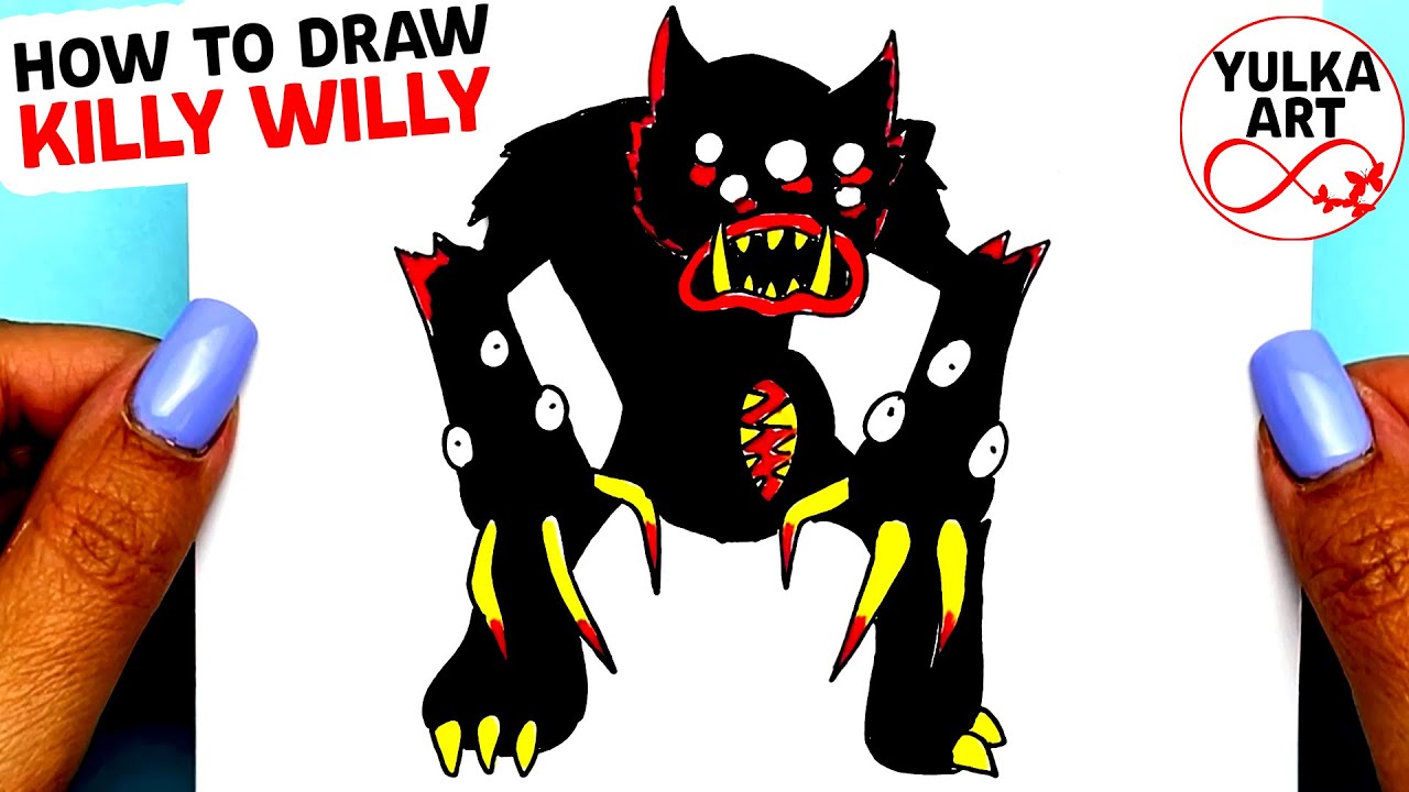 How To Draw Killy Willy FNF MOD | Poppy Playtime drawings step by step ...