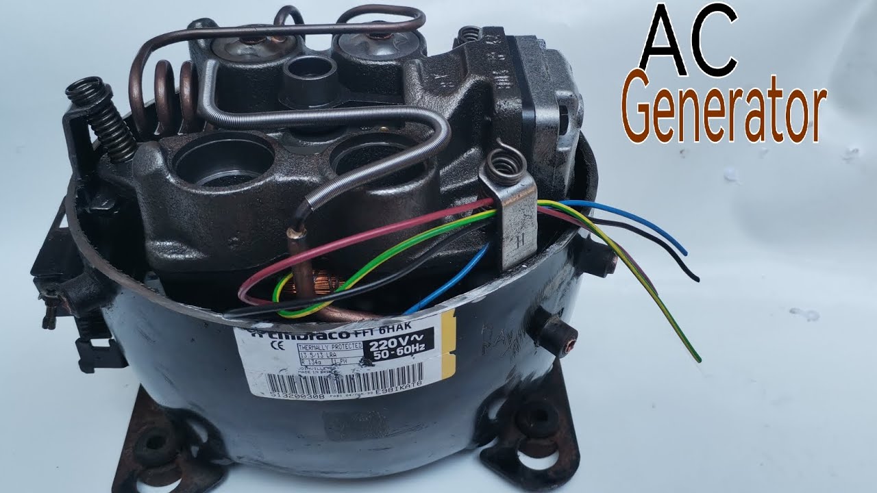 I turn fridge compressor to generator power head #diy generator - YouTube