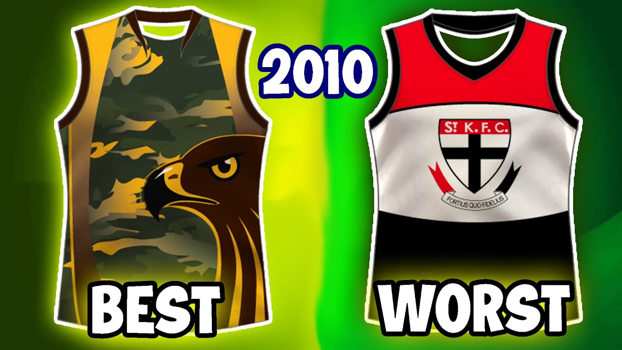 BEST AND WORST EVER AFL JUMPERS FOR EACH SEASON - YouTube