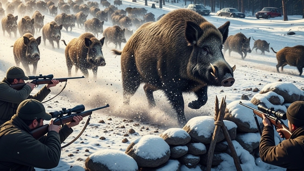 430lb Wild Boar Charges Hunters at Close Range | Intense Hog Hunting ...