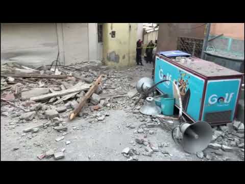 Depremde minaresi yıkılan Selahattin Oğlu Camisi ve çevresindeki hasar görüntülendi