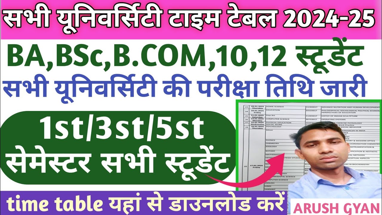 BA BSC BCOM TIME TABLE KAISE DOWNLOAD KAREN 2024 All university exam ...