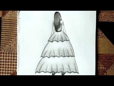 Girl from back side drawing | How to draw a fashion girl | How to draw ...