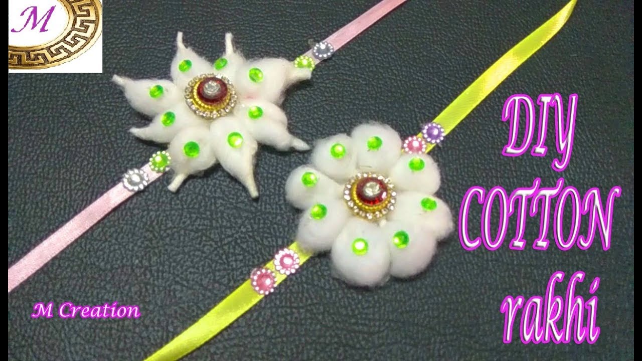 Cotton rakhi making/easy rakhi making at home - YouTube