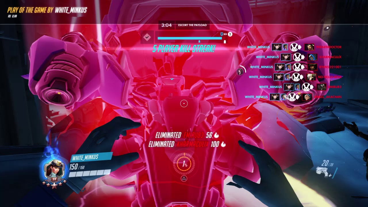 Insane DVA sextuple kill for dub!!! Overwatch PS4 - YouTube