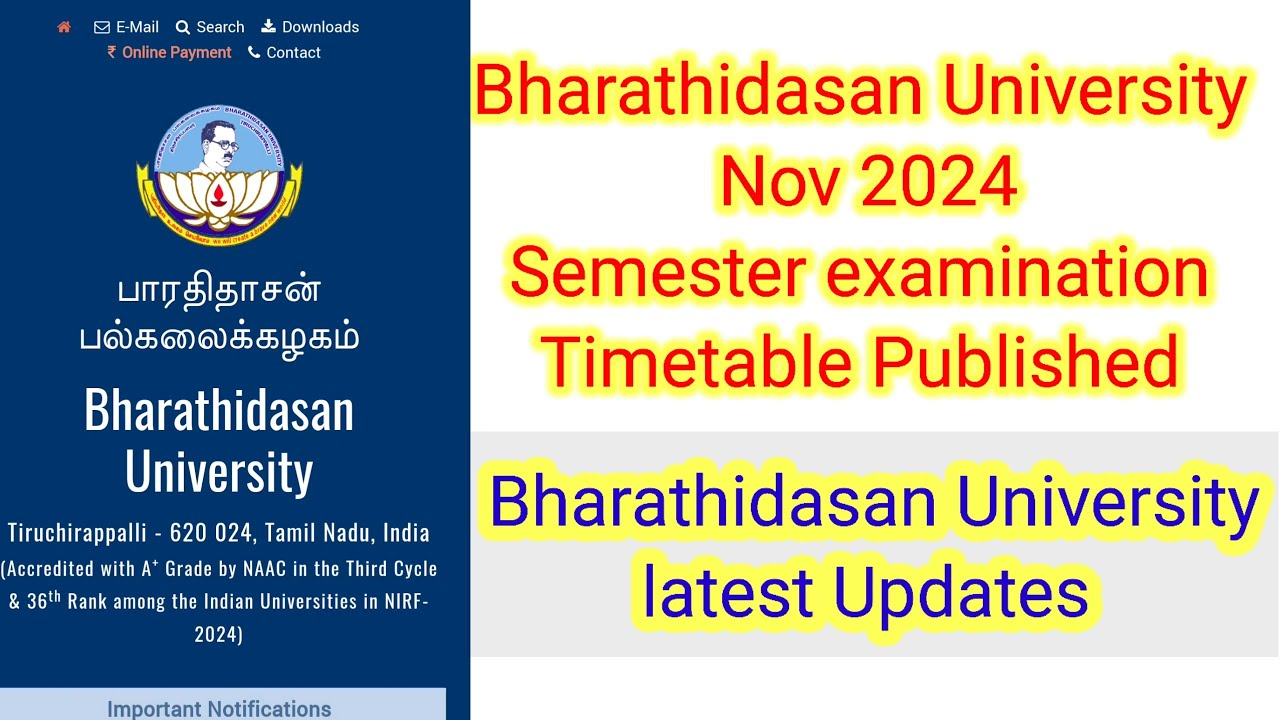 BDU Bharathidasan University Nov 2024 Exam Timetable Published!! - YouTube