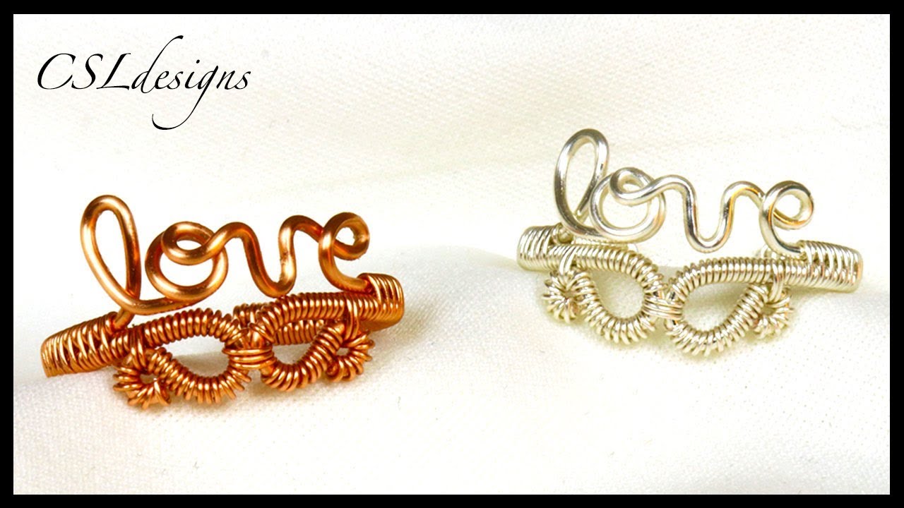 Adjustable love wirework ring - YouTube