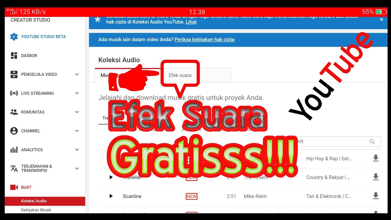 Cara Download Efek Suara No Copyright Gratis dari Youtube Android - YouTube