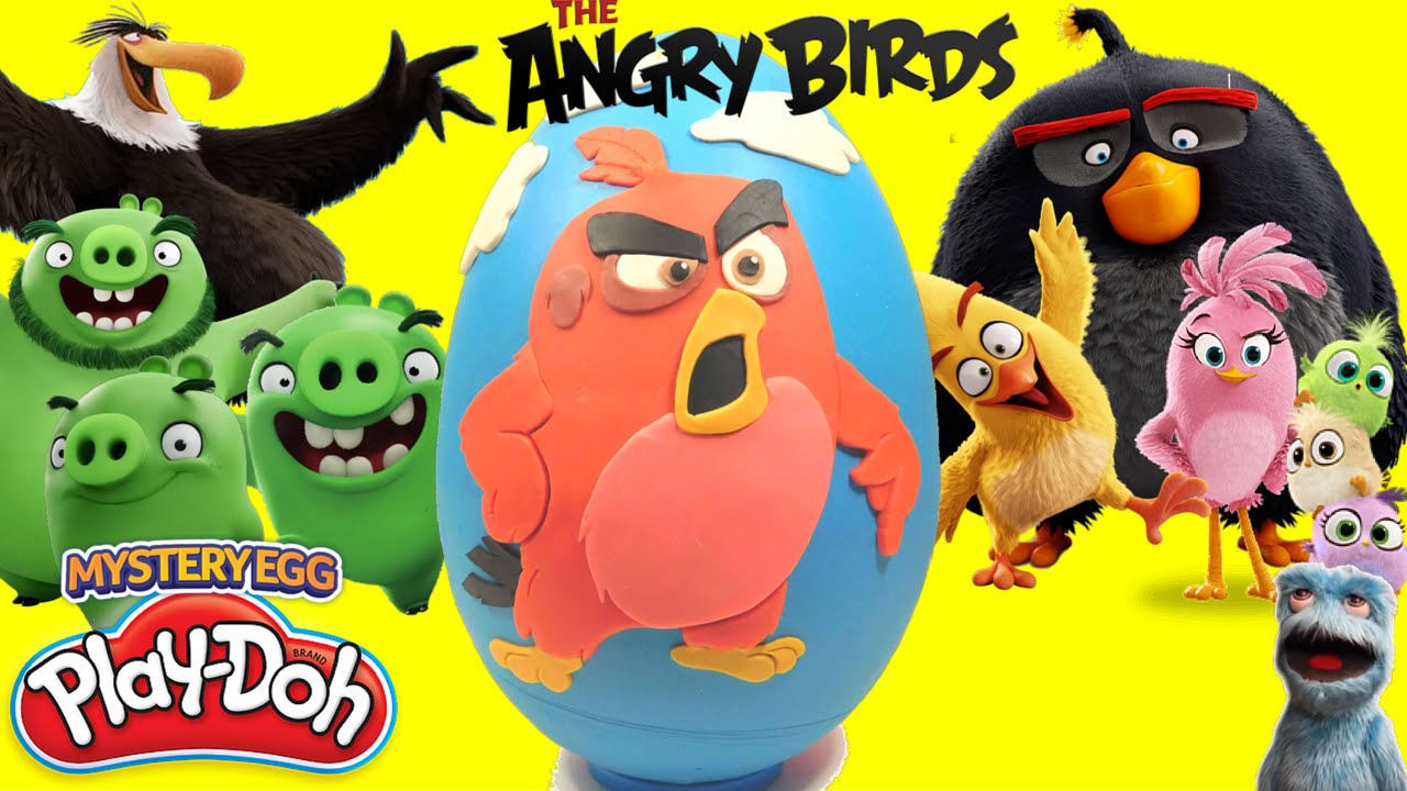 GIANT ANGRY BIRDS Movie Play doh Surprise Egg Shopkins Season 5 Batman ...