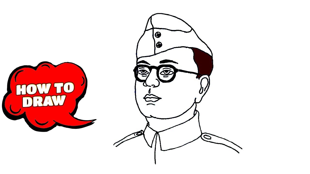 Netaji drawing | Subhash chandra bose drawing step by step | Learn how ...