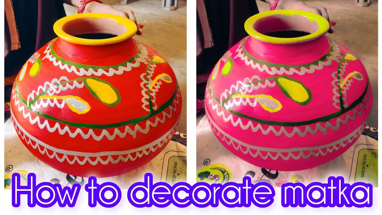 how to make decorate matka | मटके पर डिजाइन कैसे करें | #clayindia #pot ...