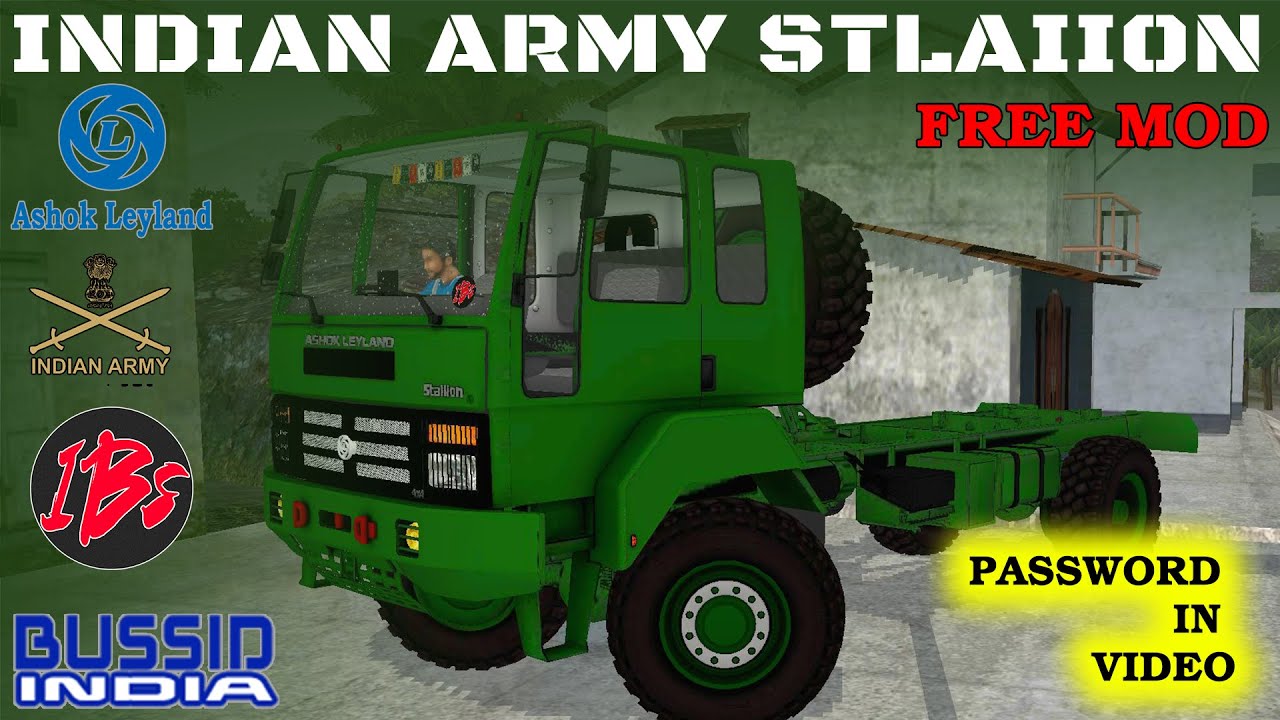 Indian Army Ashok Leyland Stallion truck released for Bussid - YouTube