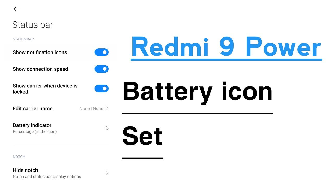 Redmi 9 Power Battery icon Set | Battery indicator Kaise Lgaye Redmi 9 ...