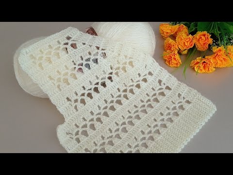 Sadece 2 sıra! çok basit model Tığ işi yelek etol şal kol yaka kesimi✔️Crochet stitch Стежок крючком