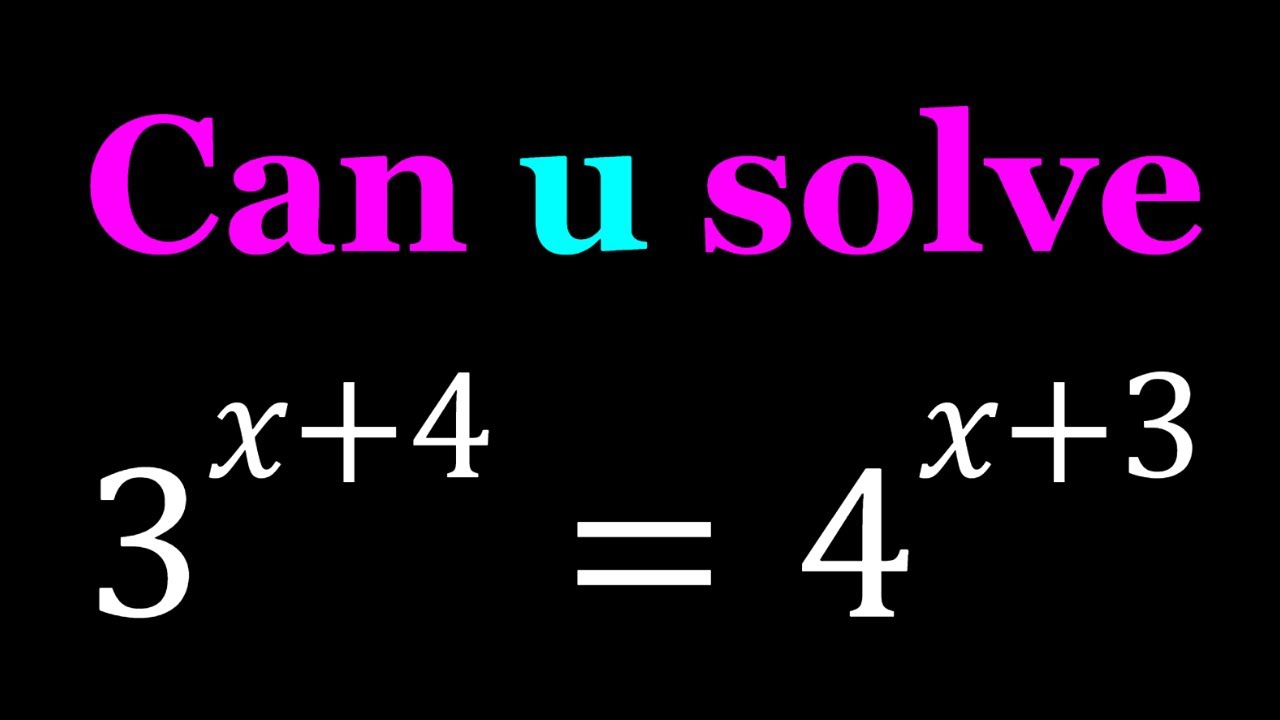 An Exponential Equation | Math Olympiads - YouTube