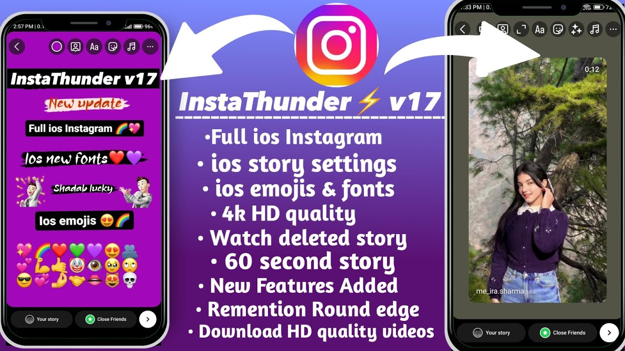 Insta Thunder⚡ v17 Tutorial | Full iOS story | iOS fonts & iOS emojis ...