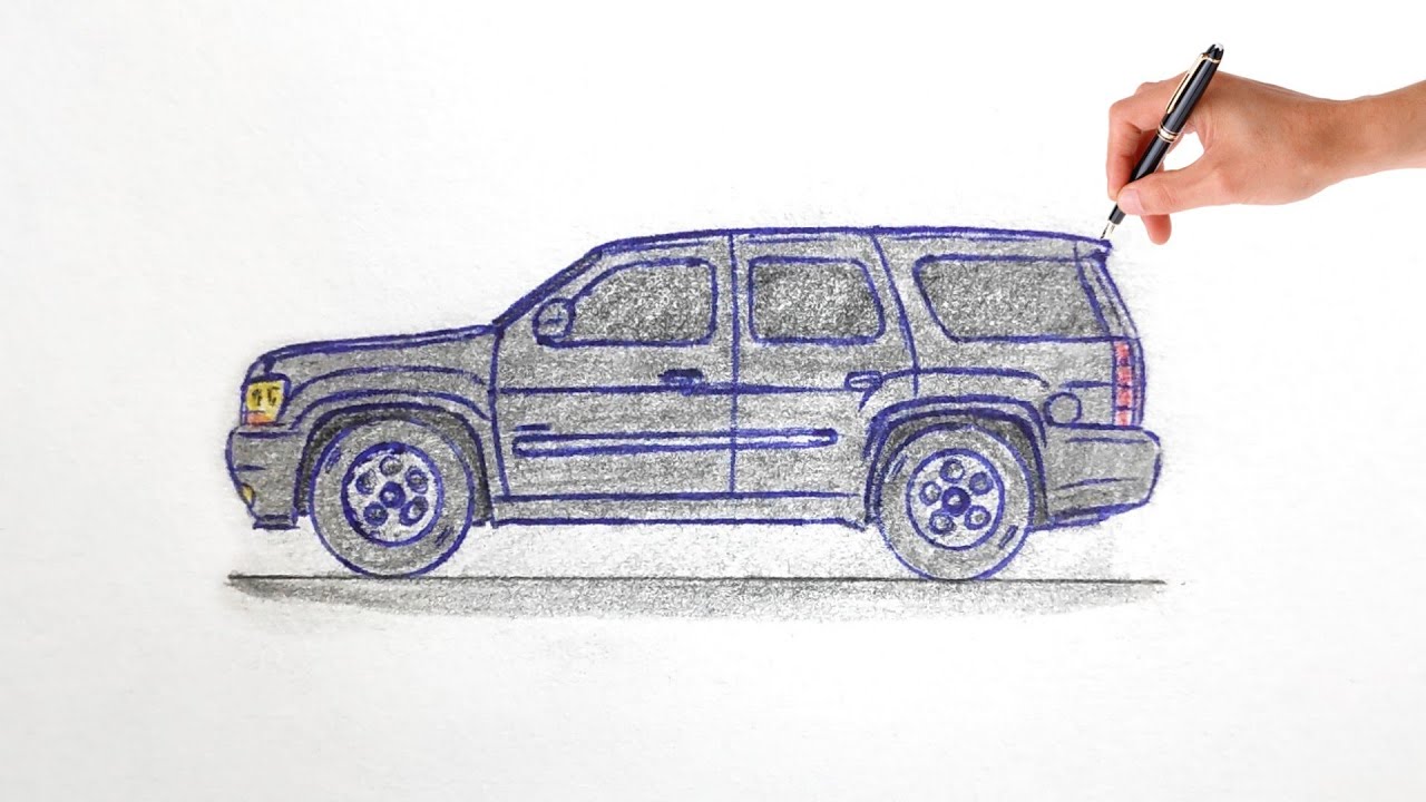 How to draw a CHEVROLET TAHOE 2009 - YouTube