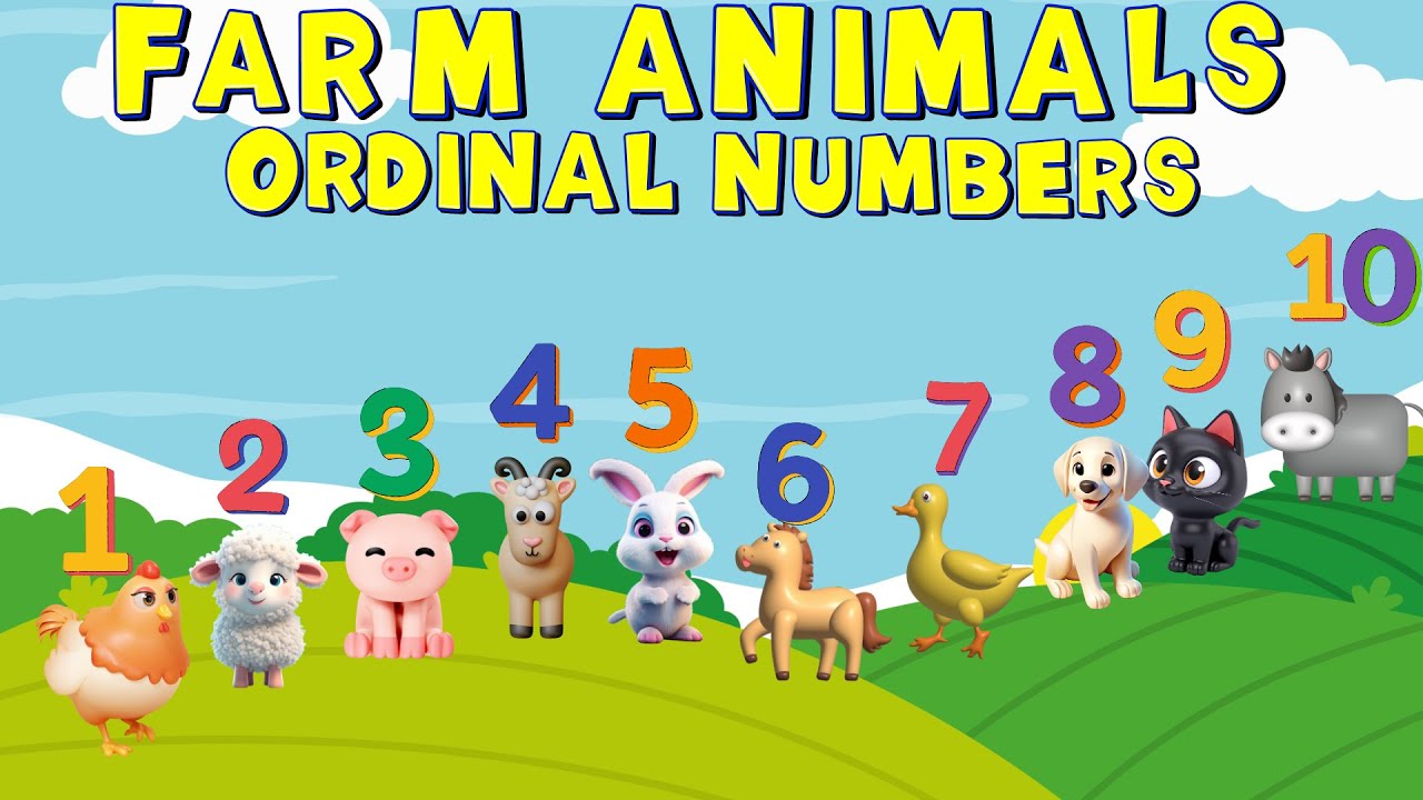 Farm Animals and Ordinal Numbers Song | learn 1 to 10 Ordinal Numbers ...