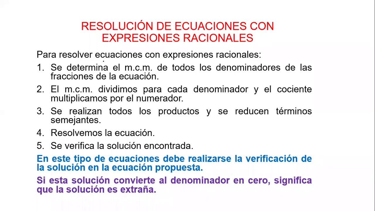 Ecuaciones con expresiones racionales - YouTube