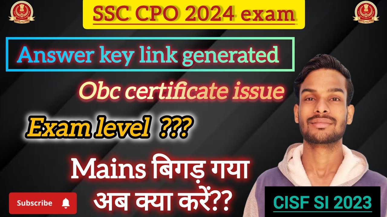 ssc cpo 2024 answer key link generated ️ | exam level hard?? | target ...
