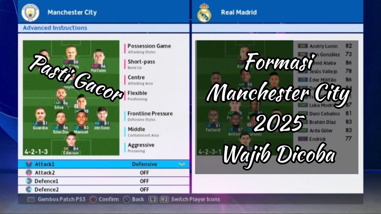 Formasi Manchester City 2025 Wajib Kamu Coba | Formasi Pes Ps3 - YouTube